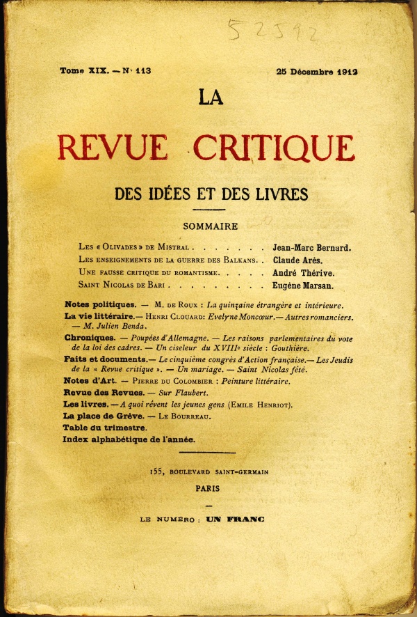 La revue critique des idées et des livres — SYLMpedia